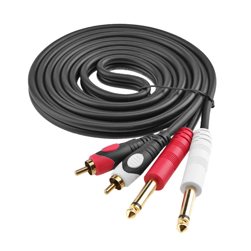 Dual 6.35mm To 2RCA AUX Audio Cable DVD Mixer Connected Wire for ...