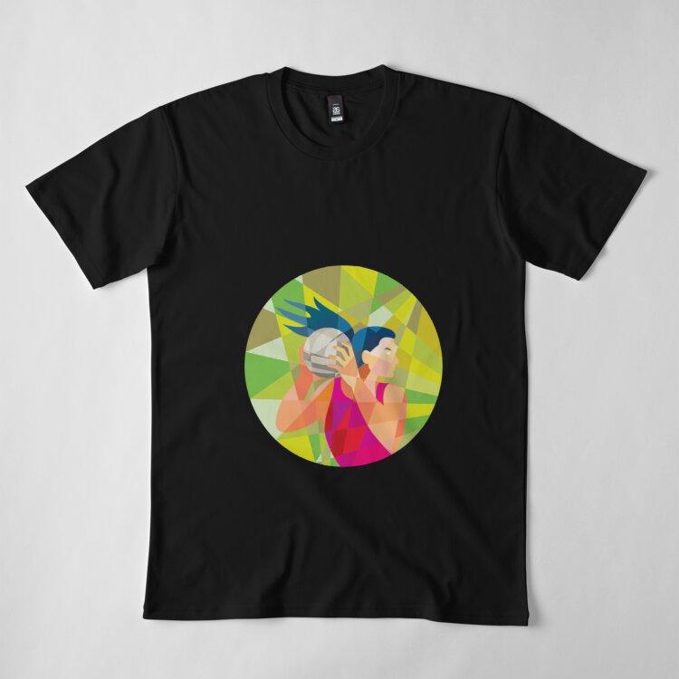 Buy Men Premium Cotton Harajuku T-Shirt Netball Player Ball Rebound Low ...