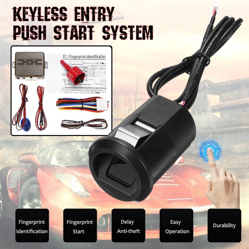 Buy Car Engine Fingerprint Push Start Button Lock Keyless Entry Stop at ...