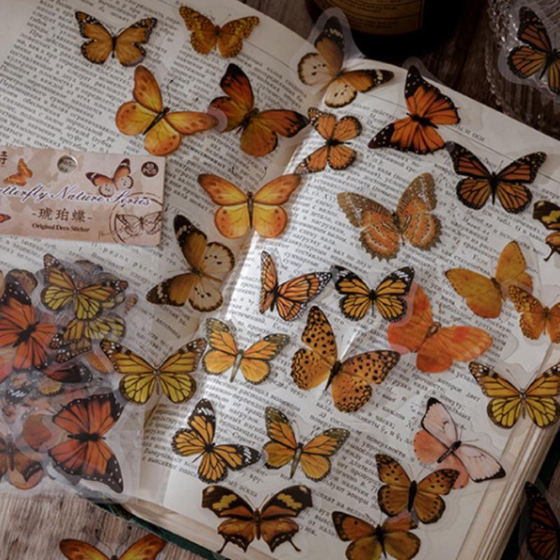 Buy 40pcs Butterfly Stickers Diary Sealing Label Sticker Decal Travel ...