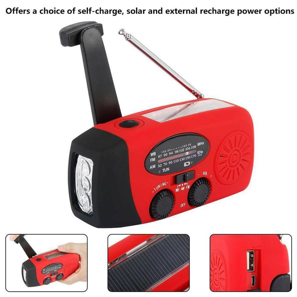Buy PDTO Red Vintage Solar Power AM/FM Radio USB Rechargeable Portable ...