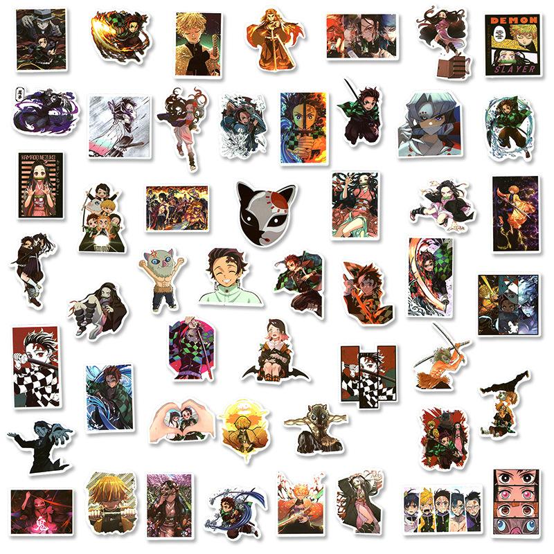 Buy 100pcs/set Demon Slayer Theme Comic Character Pattern Repeatable ...