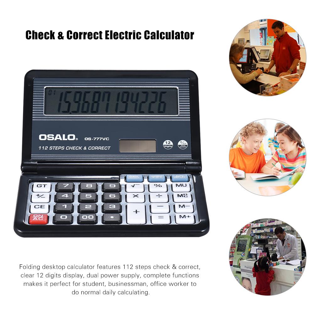 Buy Folding Desktop Electronic Calculator 12 Digits 112 Steps Check ...