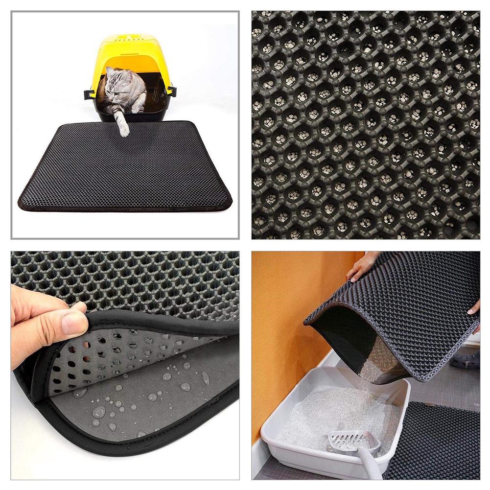 Buy Small Gray Double Waterproof Pet Litter Mat High Elastic EVA Clean ...