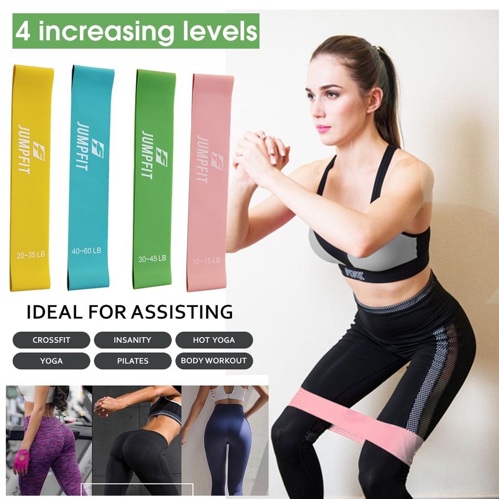 4 Colors Yoga Resistance Rubber Bands Indoor Outdoor Fitness Equipment ...