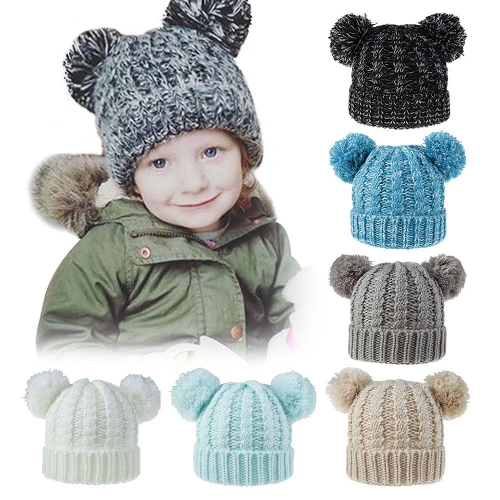 Buy Infant Winter Warm Baby Girl Knitted Hat Toddler Beanie Cap Crochet ...