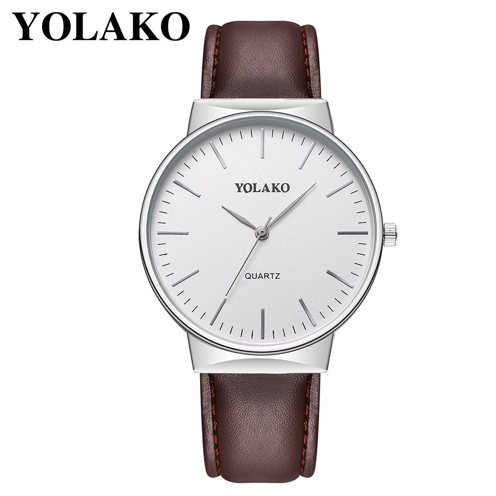 Buy YOLAKO Men's Leather Band Analog Wrist Quartz Watch at affordable ...