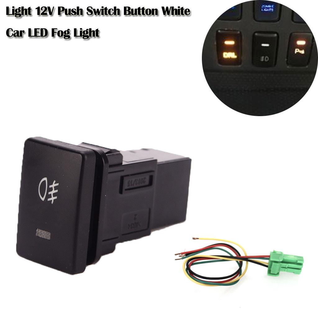 [7FZ] Light 12V Push Switch Button White Car LED Fog Light With 120mm ...