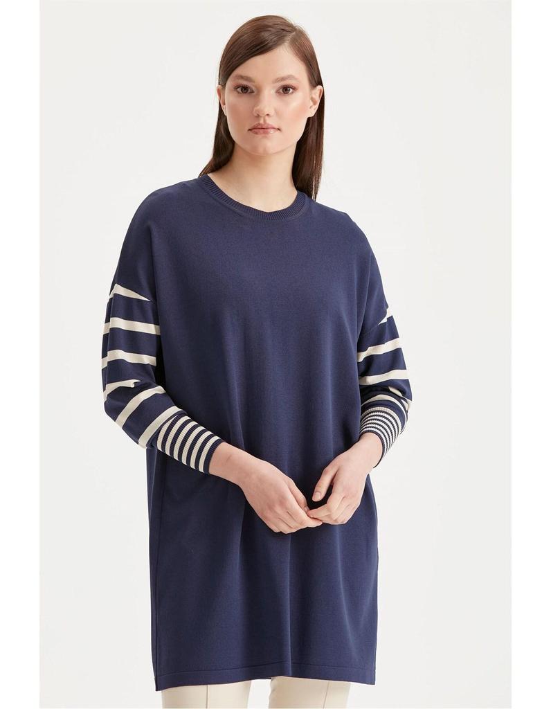 Buy Women Striped Long Sleeve Designed Elegant Tunic Tops Casual ...