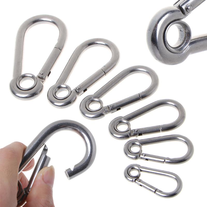 Buy Stainless Steel Carabiner Spring Buckle Snap Chain Link Safety Lock ...