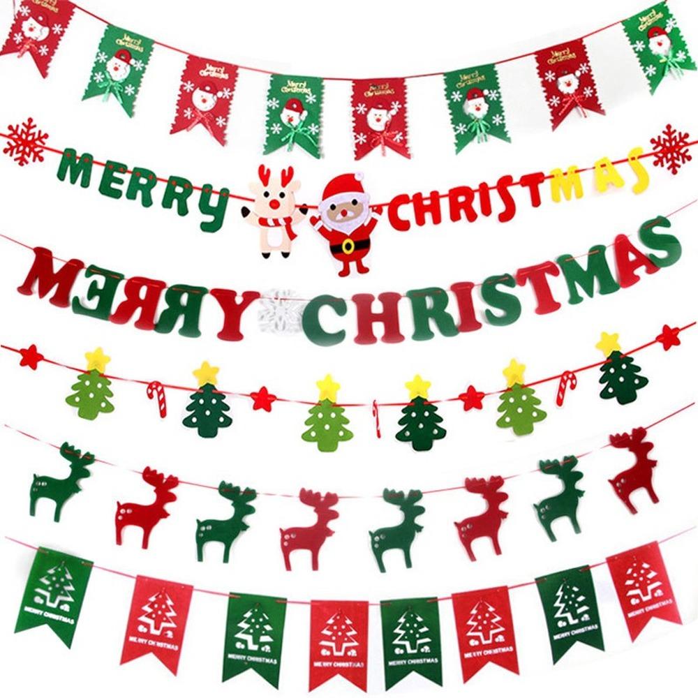 Buy Christmas Banners Paper Colorful Hanging Flags Pennant Christmas ...