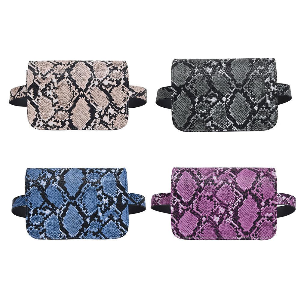 Buy Snake Print Flap Waist Bags Women Small Leather Serpentine Fanny ...