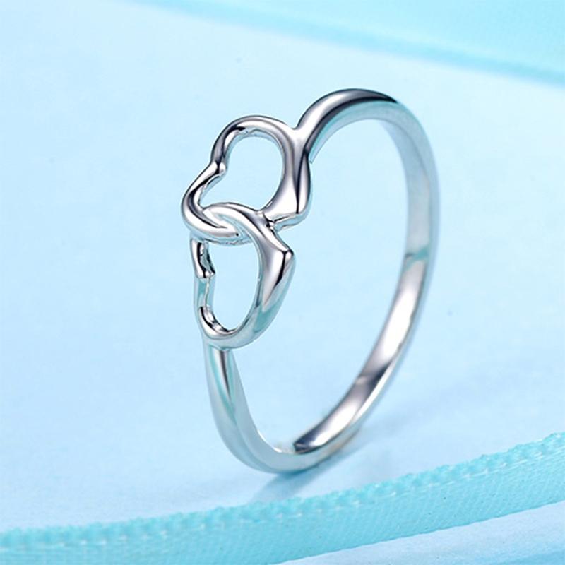 Buy Cute Simple Double Heart Shaped Ring Elegant Rings Gifts for Women ...