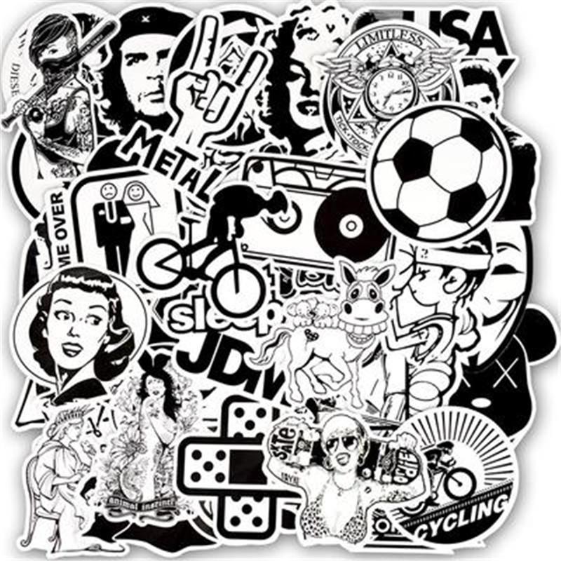 Buy Black And White Mixed Sticker Cartoon Handbag Waterproof Stickers ...