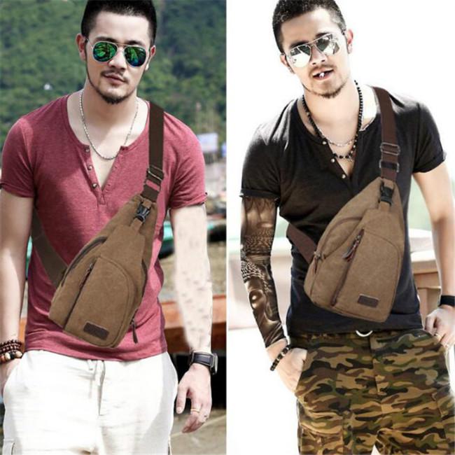 Buy Fashion Vintage Men Crossbody Bags Chest Canvas Water Proof ...