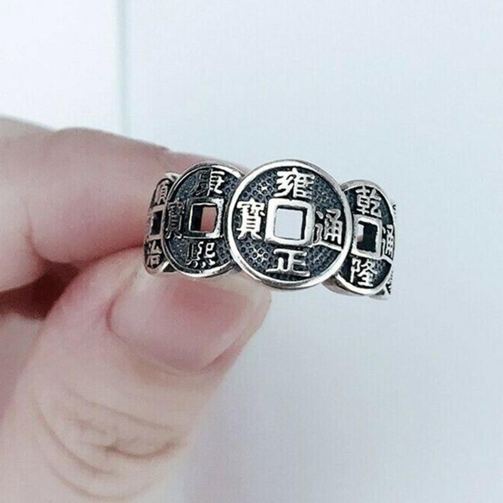 Cheap IDH Five Emperor Coin Auspicious Open Ring Women Men Adjustable ...