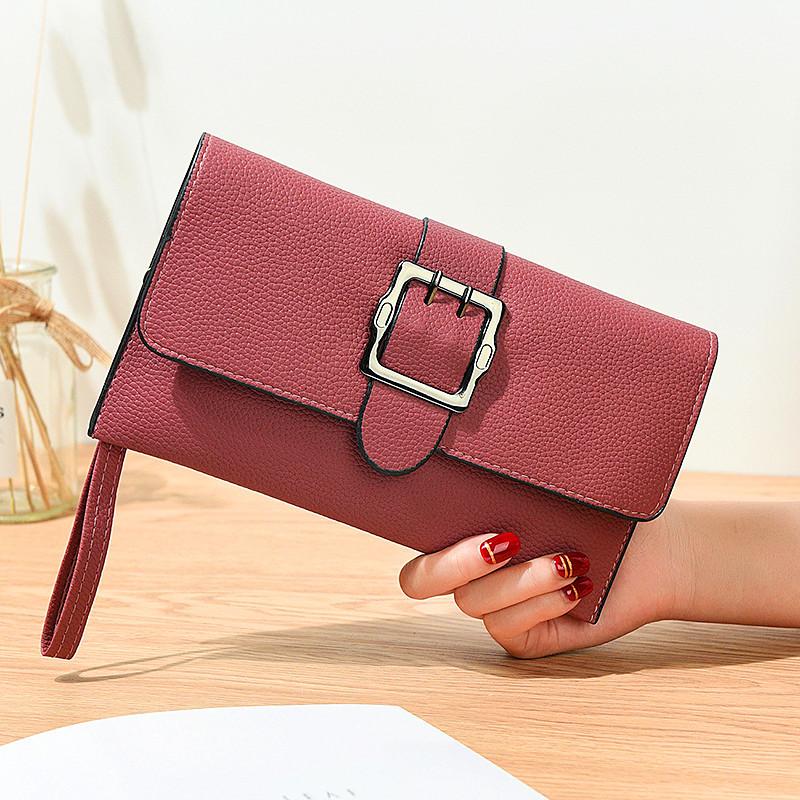 Buy Women's Fashion Buckle Long Purse Large Capacity Cell Phone Bag ...
