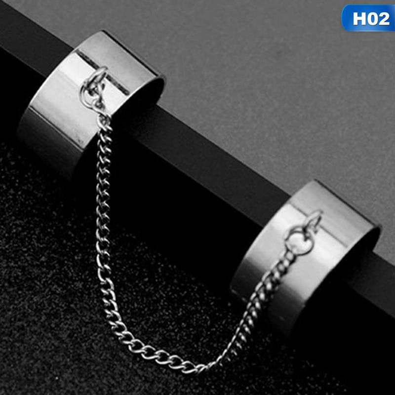 Buy Connecting Finger Ring Punk Stainless Steel Chain Finger Knuckle ...