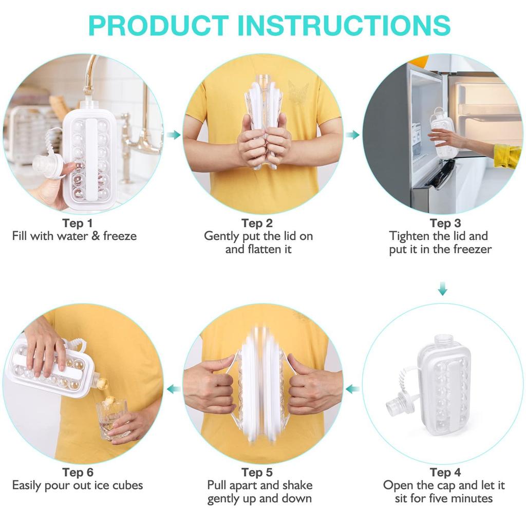 Portable Ice Ball Maker Sanitary Ice Cube Trays for Freezer 2 in 1 ...