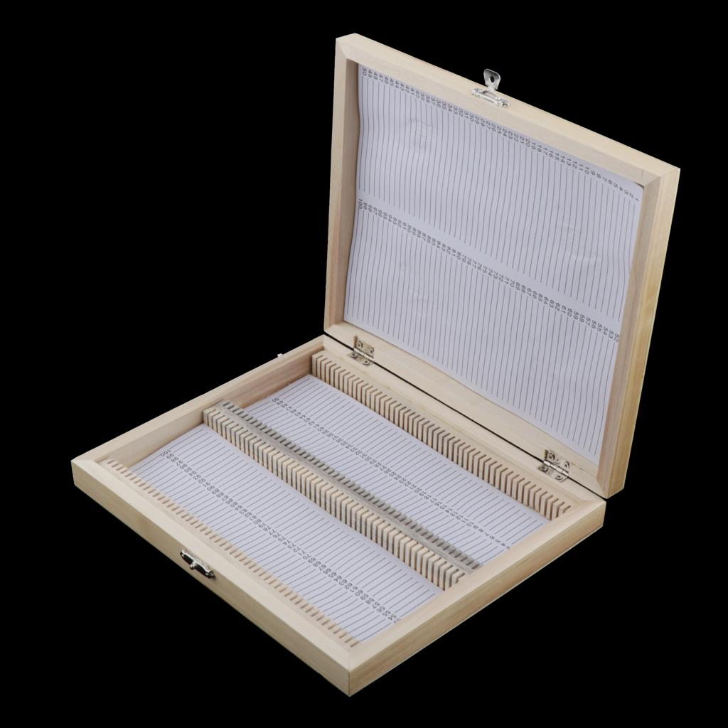 Microscope Slide Storage Wooden Box Specimen Holding 100 Pieces Case ...