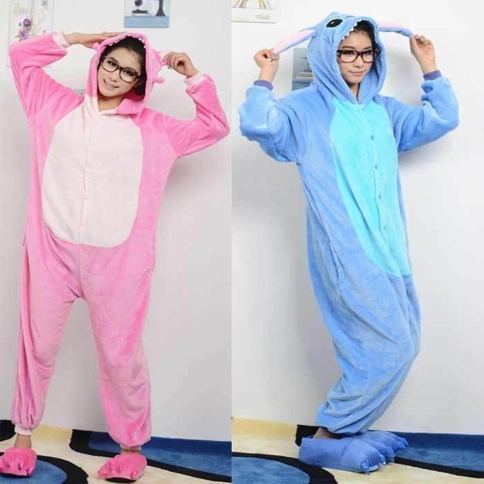 Buy Unisex Adult Pajamas Kigurumi Cosplay Costume Onesie Stitch Flannel ...