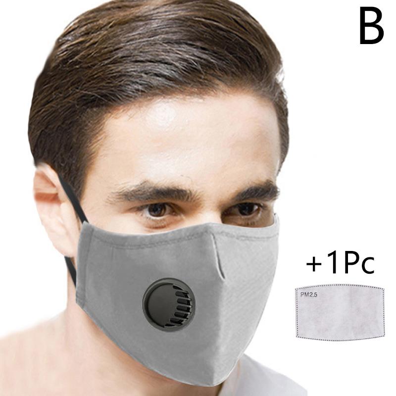 1Pc Mouth Mask Breathable Cotton Breath Valve Unisex Activated Carbon ...