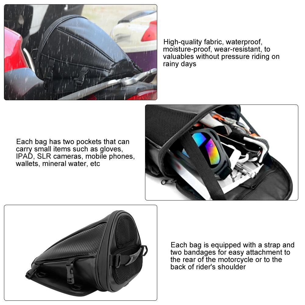 Carbon Fiber Style Motorcycle Tail Bag Waterproof Motorbike Rear Seat ...