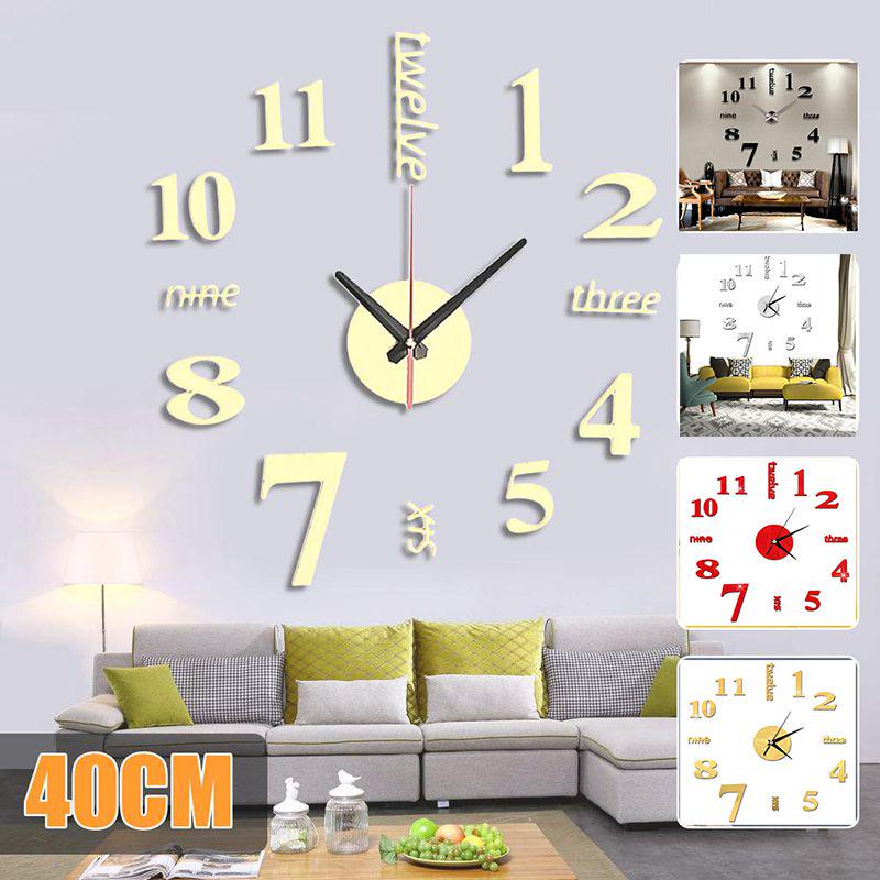 Buy DIY Analog 3D Mirror Surface Large Number Wall Clock Decor Modern ...