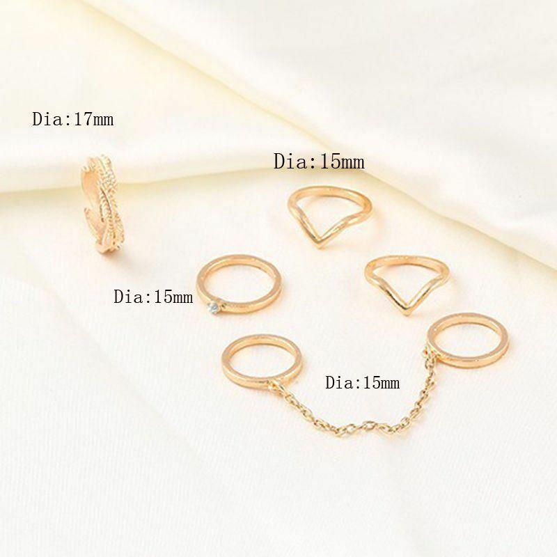 Buy Punk Leaf Crystal Knuckle chain V shape Simplicity stacking Set Band Rings at affordable ...