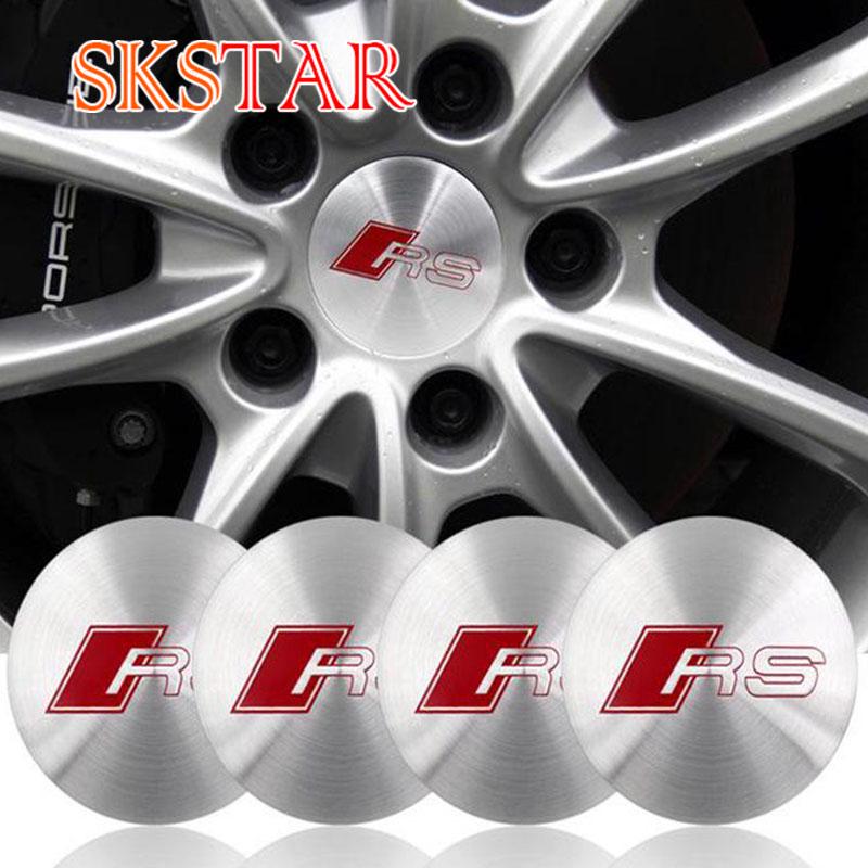 4pcs Rs Car Wheel Center Sticker Hub Caps Emblem Badge Decals ...