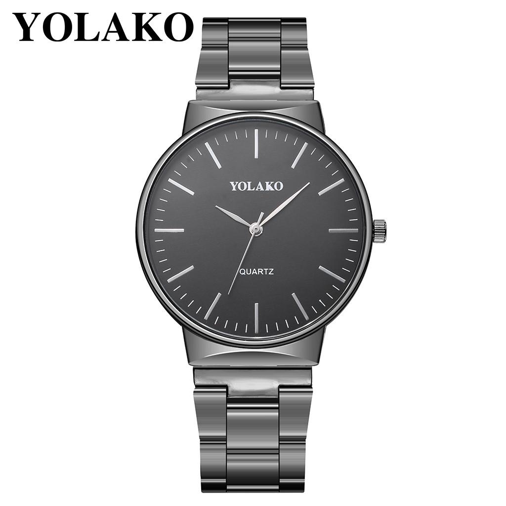YOLAKO Men's Quartz Stainless Steel Band Strap Watch Analog Wrist Watch ...