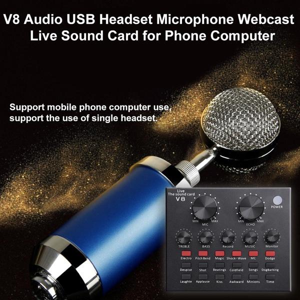 Buy V8 Audio External Usb Headset Microphone Live Broadcast Sound Card ...
