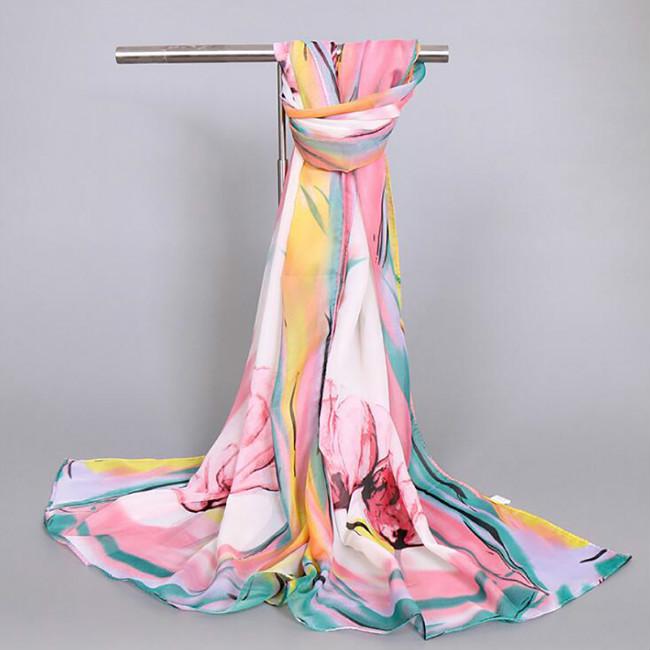 Buy Spring Women Silk Scarf Long Polyester Scarves Fashion Printed ...