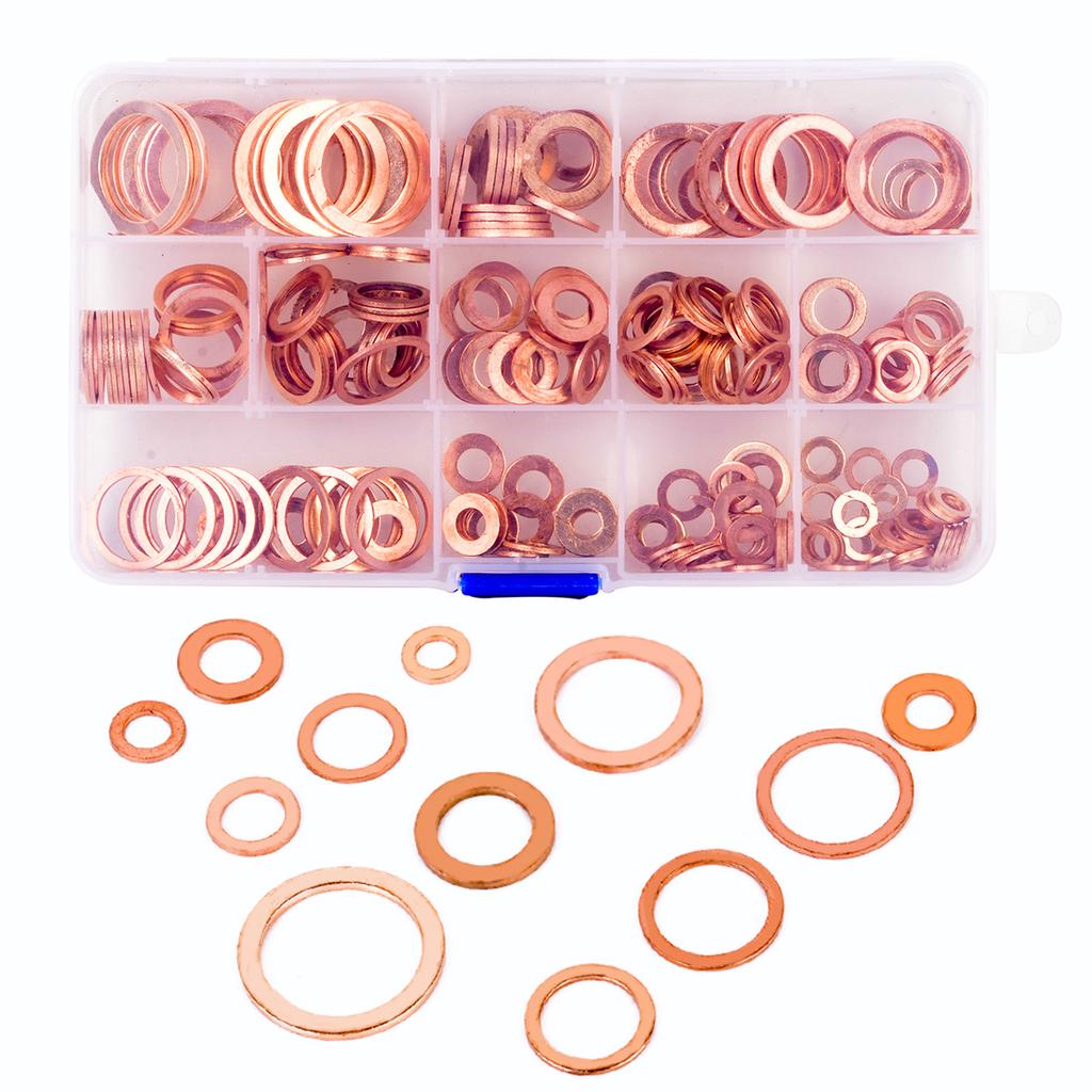 Pack of 280 Copper Washers M5-M20 Flat Ring Drain Gaskets With Case-buy ...