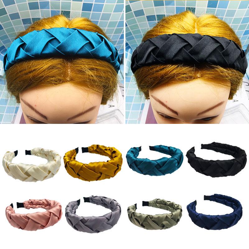 Buy Women Fashion Satin Braided Hoop Stretch Hair Strap Hair Rubber ...
