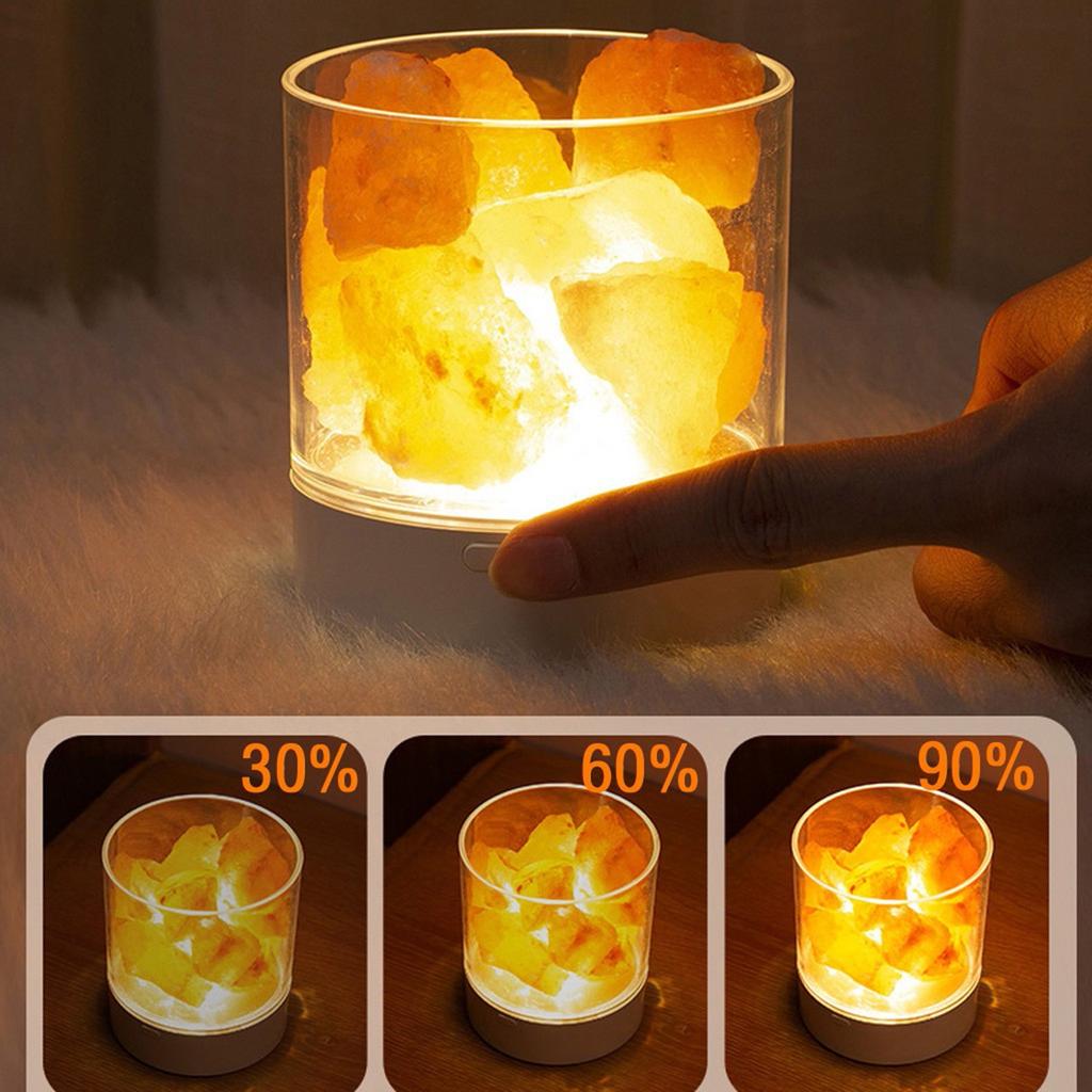 Buy Natural Crystal-Salt LED Lamp Night Light Air Purifier Dimmer Night ...