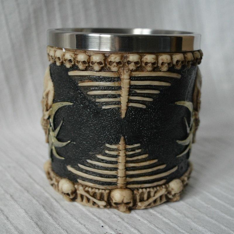 Buy Stainless Steel 3D Skull Mugs Coffee Cup Gothic Dinner Party ...