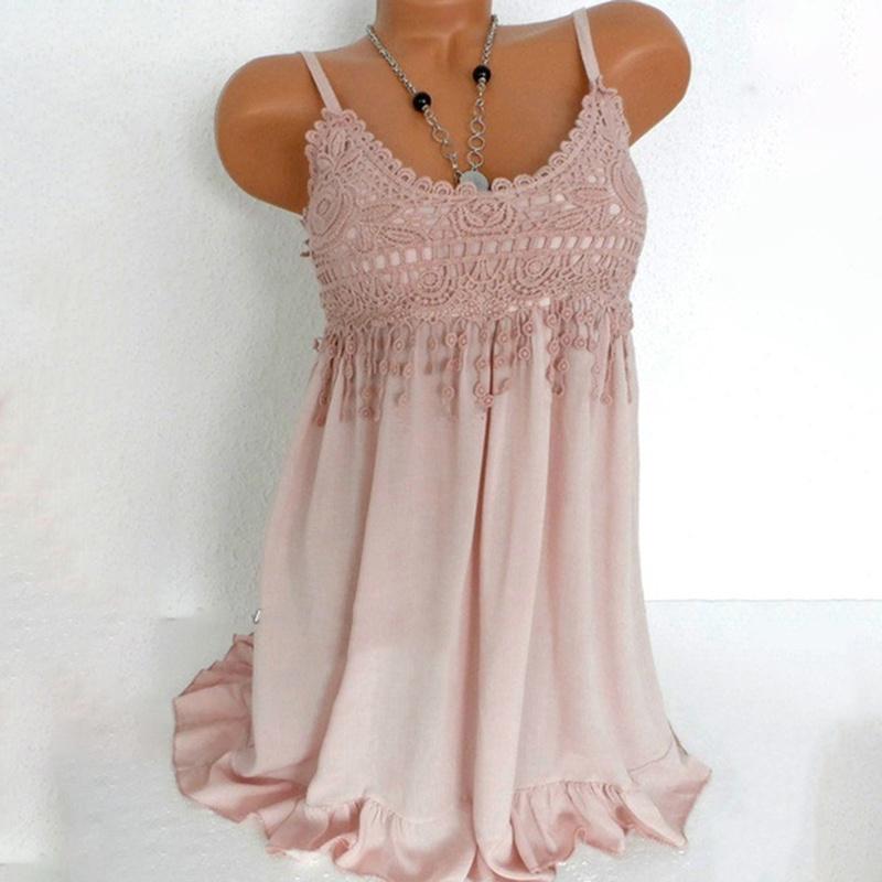 Buy Women Fashion Spaghetti Strap Lace Patchwork Sexy Long Tops at ...