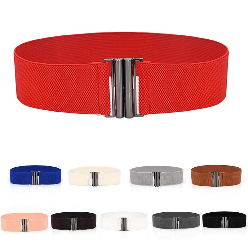 Buy Ladies Elastic Cinch Strap Wide Elastic Belt Buckle Clasp at ...
