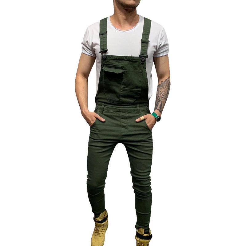 Buy Men Large Size Adjustable Shoulder Strap Slim Fit Denim Overalls ...