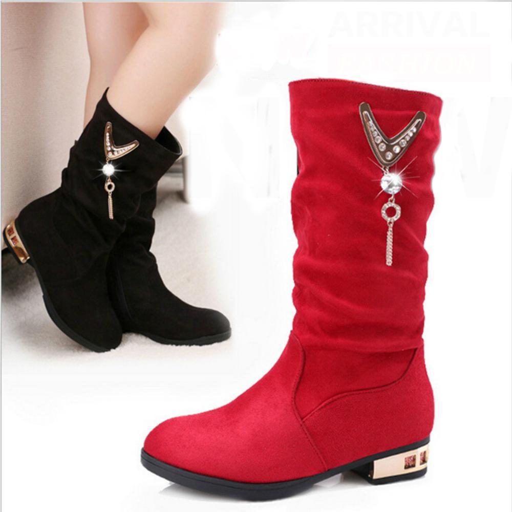 Buy Girls Suede Boots Child High Top Rough Heels Shoes at affordable ...