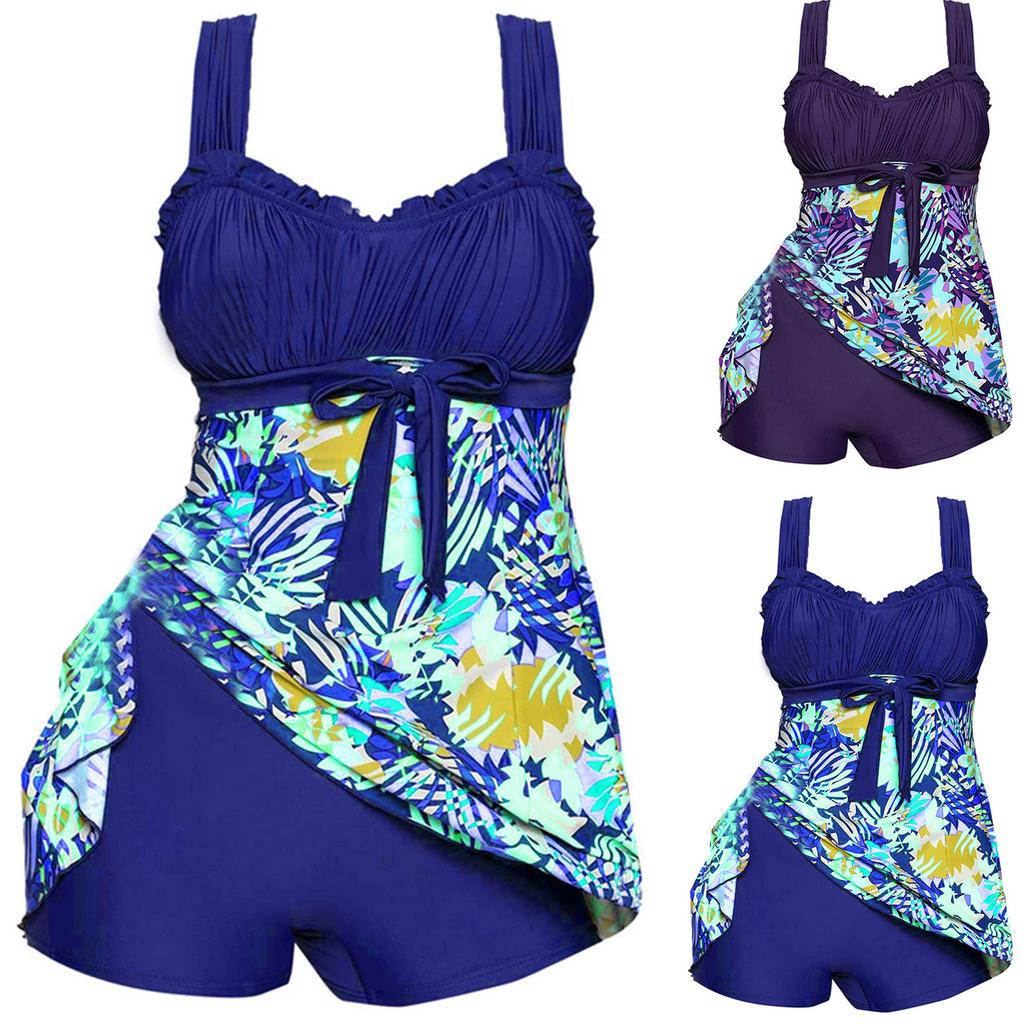 Buy Women Floral Print Swimwear Plus Size Swimdress Beachwear Swimsuit ...