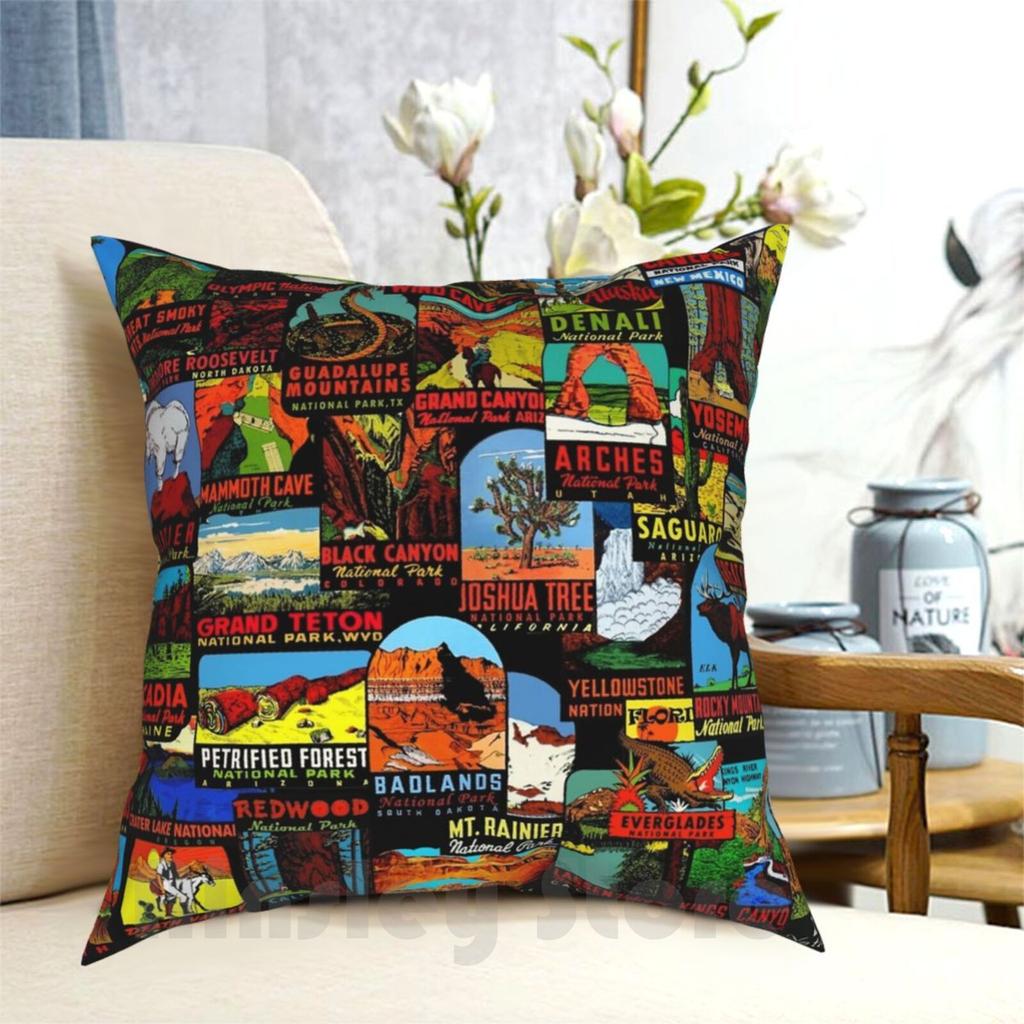 Cheap American National Parks Vintage Travel Decal Bomb Pillow Case ...