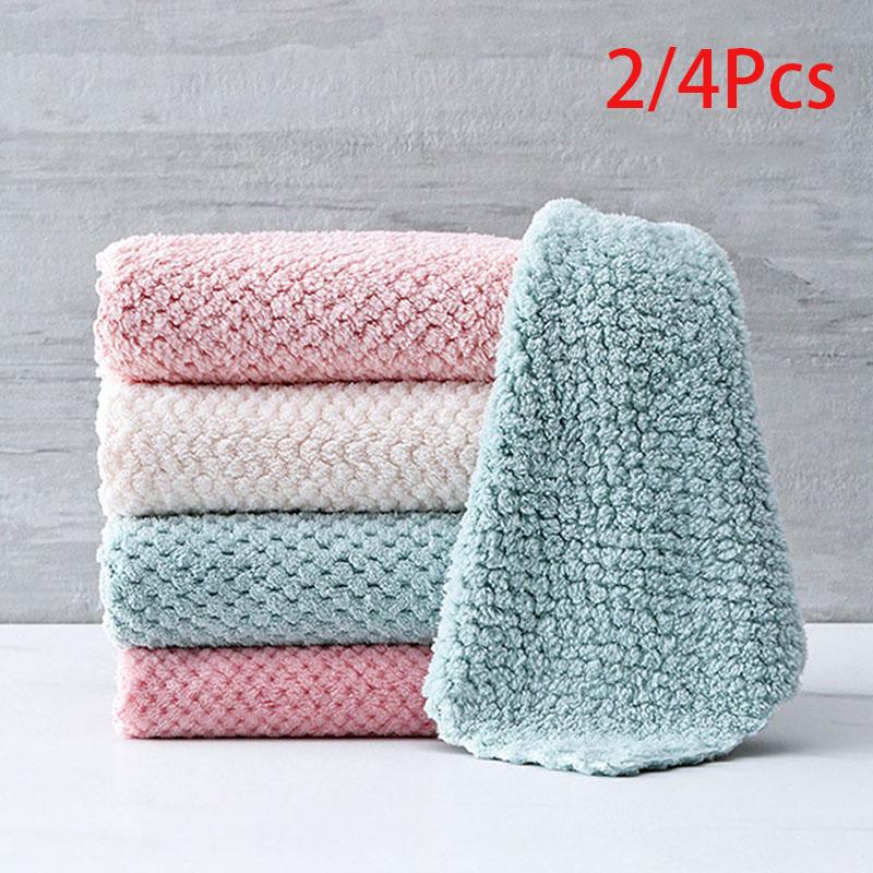 Buy Soft Microfiber Kitchen Towels Absorbent Dish Cloth Anti-grease ...