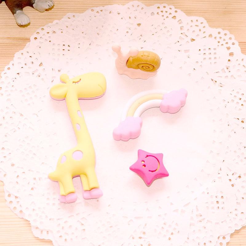 Lovely Giraffe Rainbow Snail Star Eraser Creative Stationery School ...