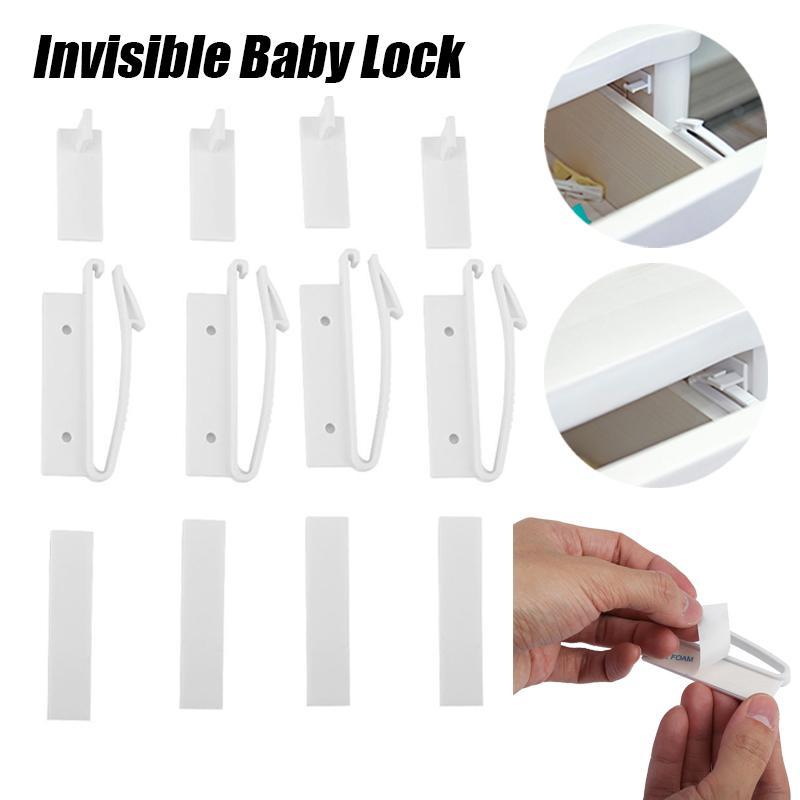 Buy 4 Pcs Plastic Safety Lock Cupboard Drawers Door Lock For Child Kids ...
