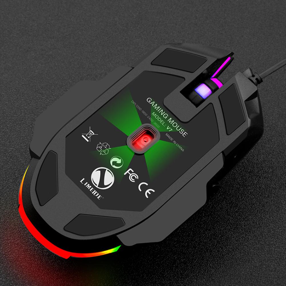 Buy V7 USB Wired Mouse 6 Buttons 3600dpi Gaming Optical Gamer LED Mice for PC at affordable ...