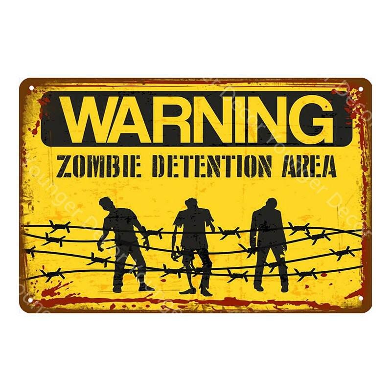 Buy Warning Zombie Ahead Plate Danger Keep Out Metal Tin Sign Vintage ...