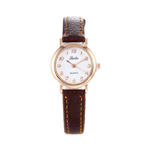 Buy Women Watch Round Shape Simple Numbers Digital Stylish Face Leather ...