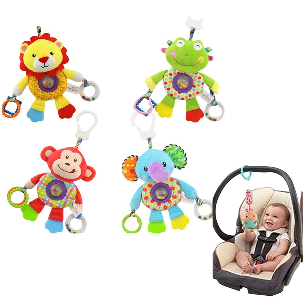 Buy Cartoon Animal Stroller Teethers Hanging Rattles Plush Toys Early ...